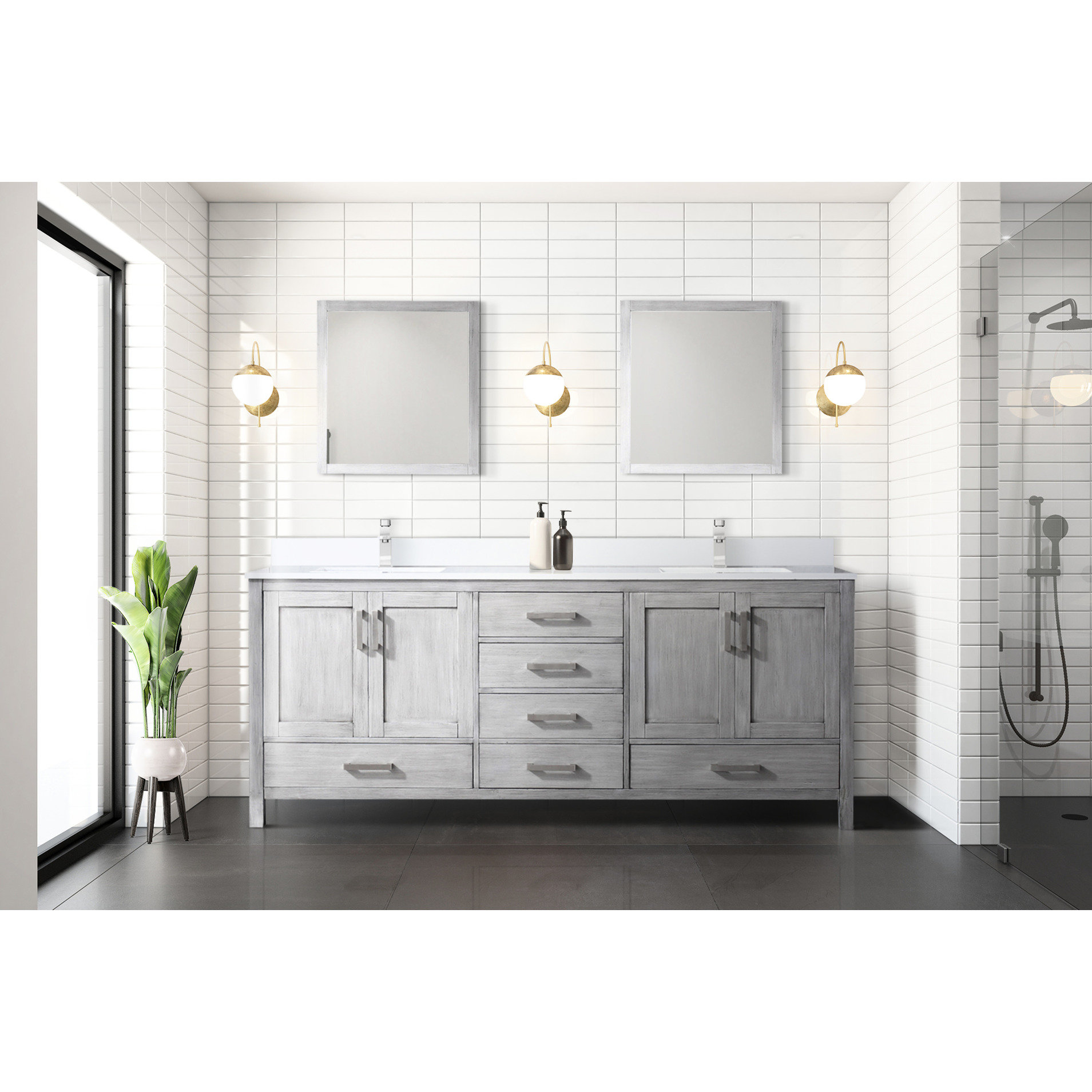One Allium Way® 80 In. W X 22 D Distressed Grey Vanity For Bathroom ...