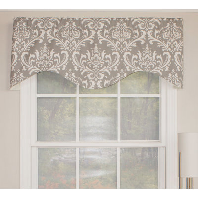 RLF Home Ozbourne Damask Cotton Scalloped 50" Window Valance & Reviews ...