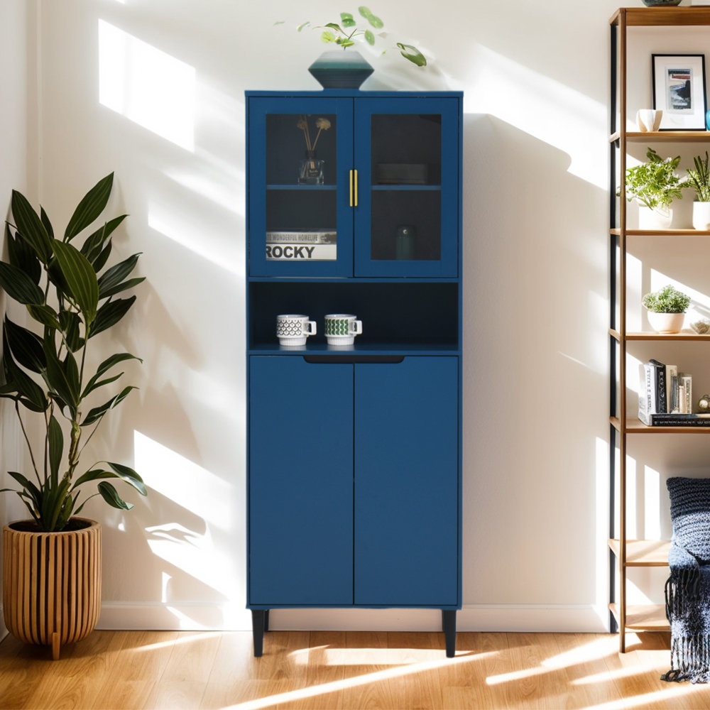 Latitude Run® 63"H Elegant Tall Storage Show Cabinet with 2 Glass ...