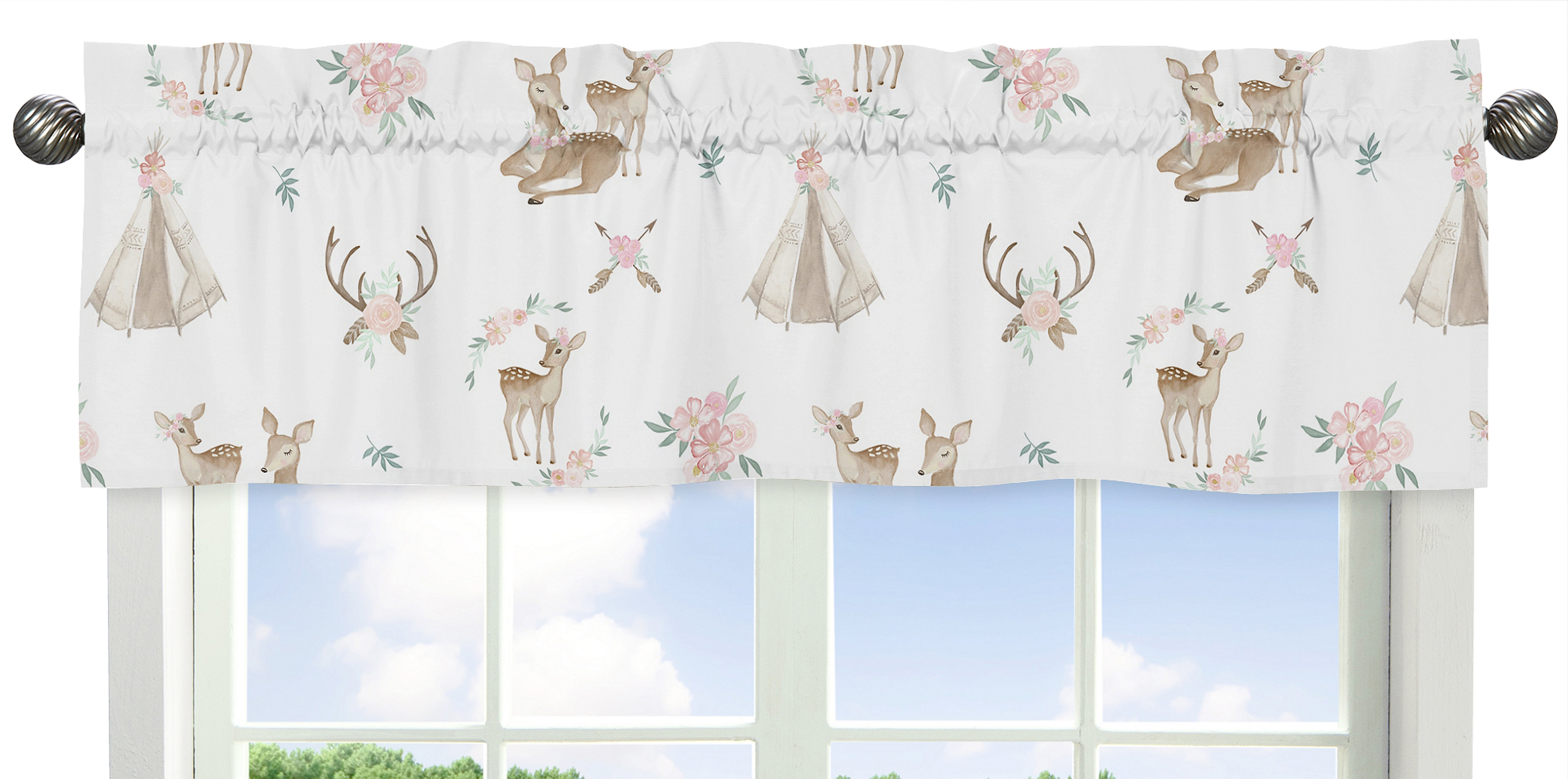 Sweet Jojo Designs Deer Floral 54" Window Valance & Reviews | Wayfair