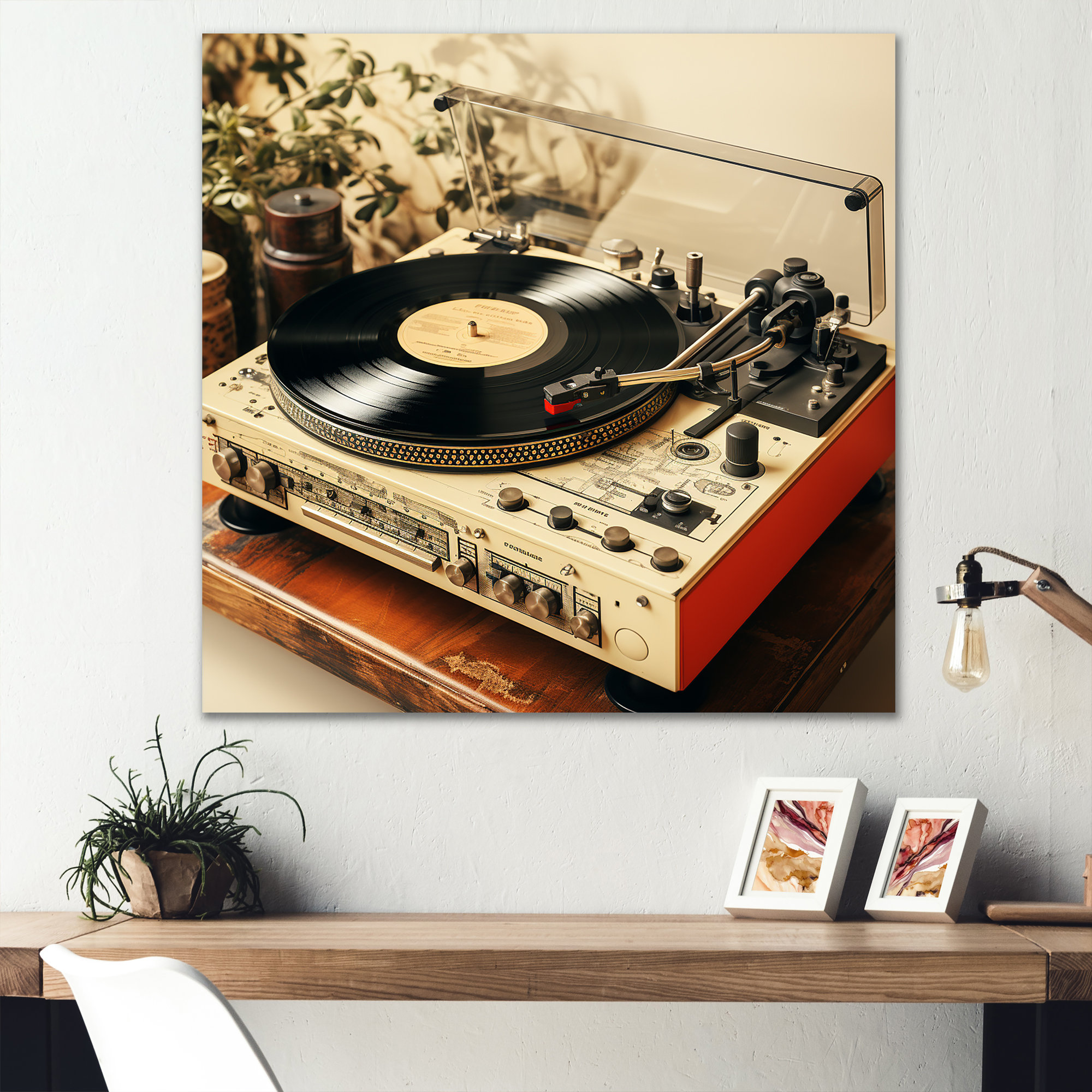 Lark Manor Vintage Vinyl Record Melody III - Turntables & Boom Boxes Metal Wall Art - Wayfair Canada