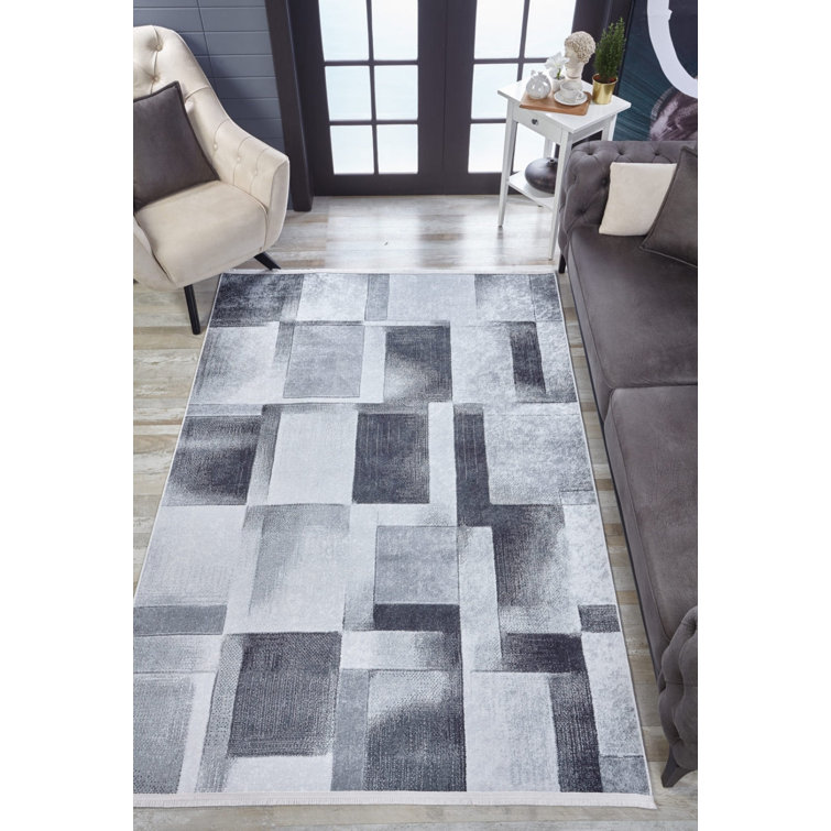 Hargun Usso Modern Machine Woven Grey Area Rug | Wayfair.co.uk