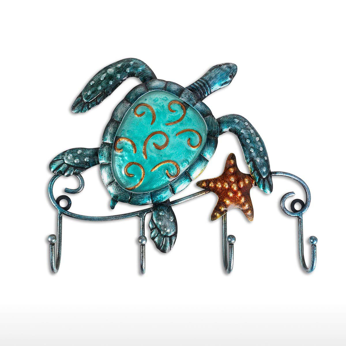 OUMIKEJI Wall Mounted Key Holder Turtle Wall Hooks Iron Key Hook Rustic ...