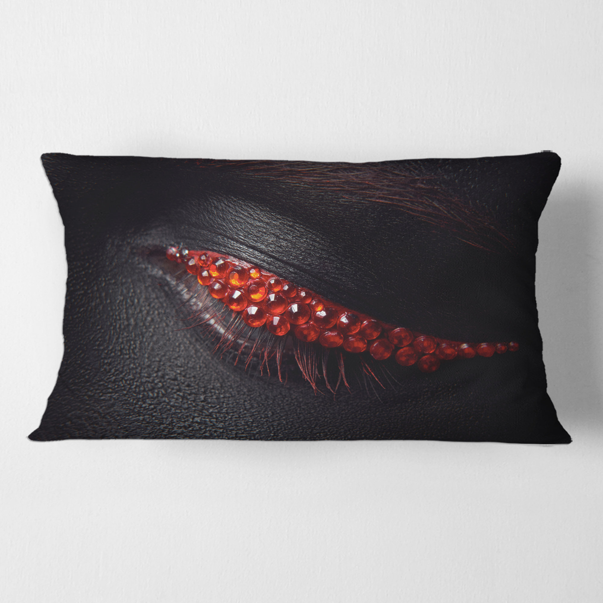 Design Art Beautiful Female Eye with Skin, Diamonds Rectangular Pillow ...