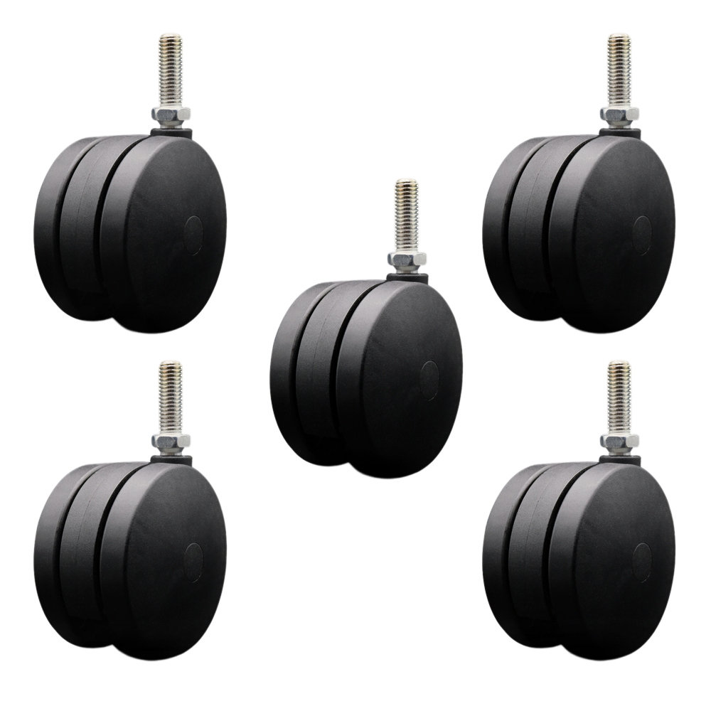 Service Caster 4 Inch Extra Large Heavy Duty Twin Wheel Caster 1/2 Threaded Stem Set of 5 SCC ...
