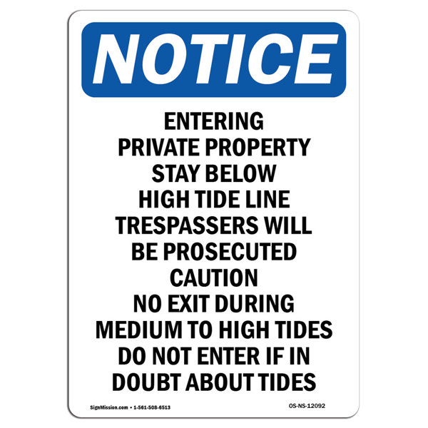 SignMission OSHA Notice - Entering Private Property Stay Sign | Heavy ...