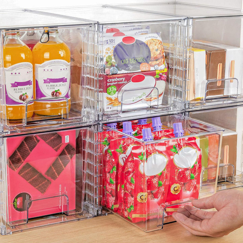 Rebrilliant 4 Pack Stackable Storage Drawers,Clear Acrylic Drawer ...