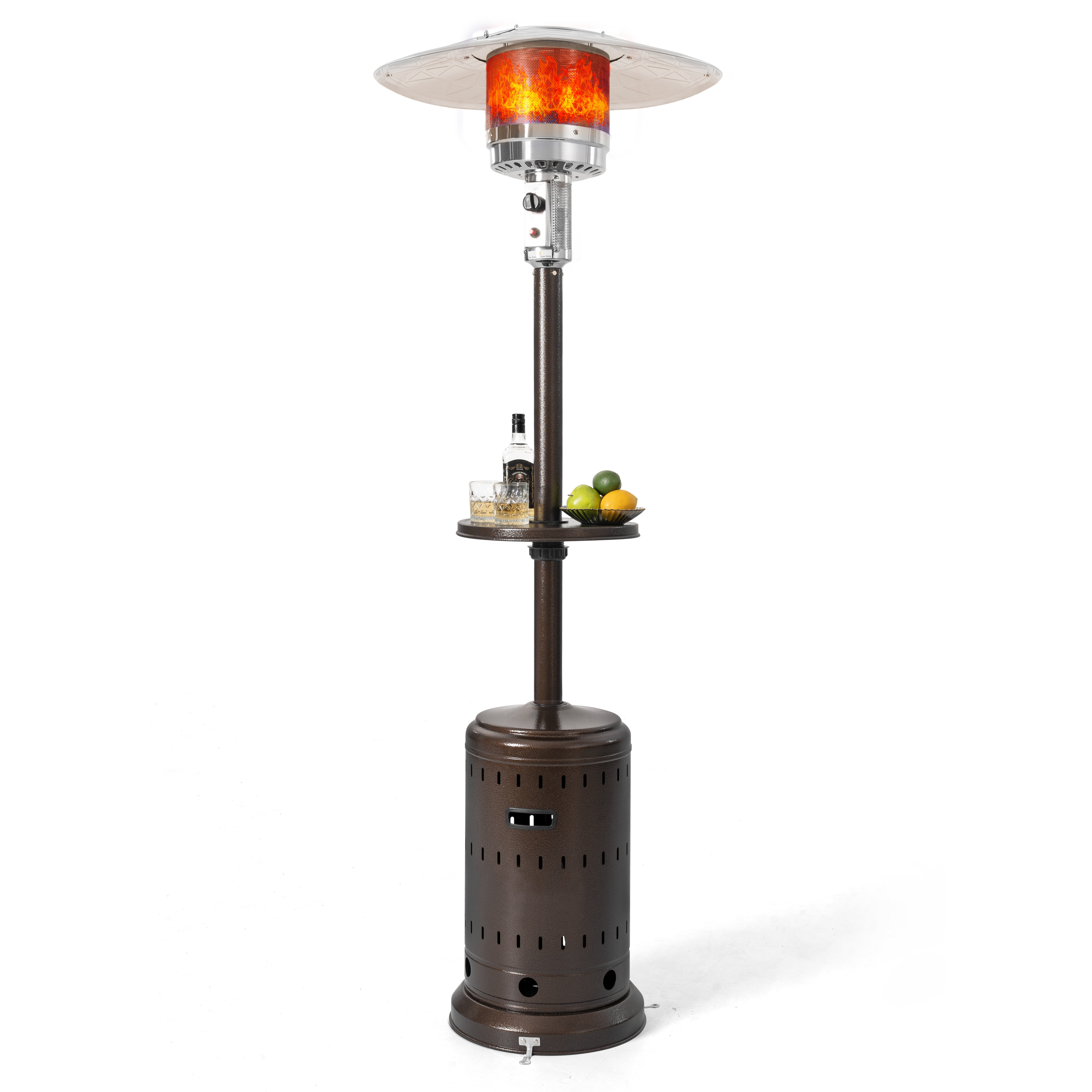 NUU GARDEN Outdoor Metal Propane Gas Patio Heater With Wheels And Drink ...