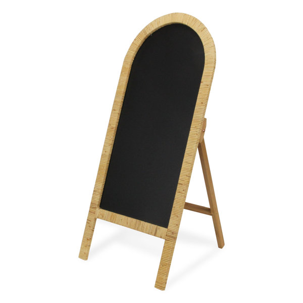 Beachcrest Home™ Curved Rattan Wrapped Standing Chalkboard | Wayfair