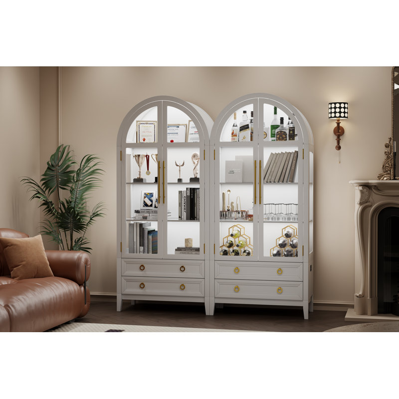 Breakwater Bay Freestanding Arch Display Cabinet with 3-Colour Light ...