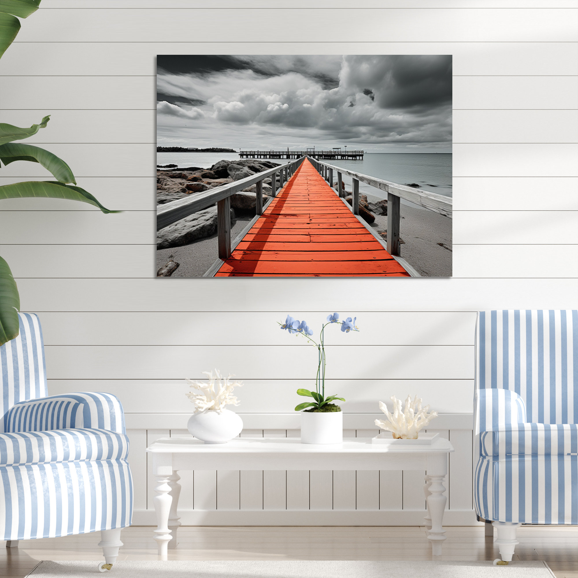 Highland Dunes Beach Pier Perspective Black I - Nautical & Beach Metal ...