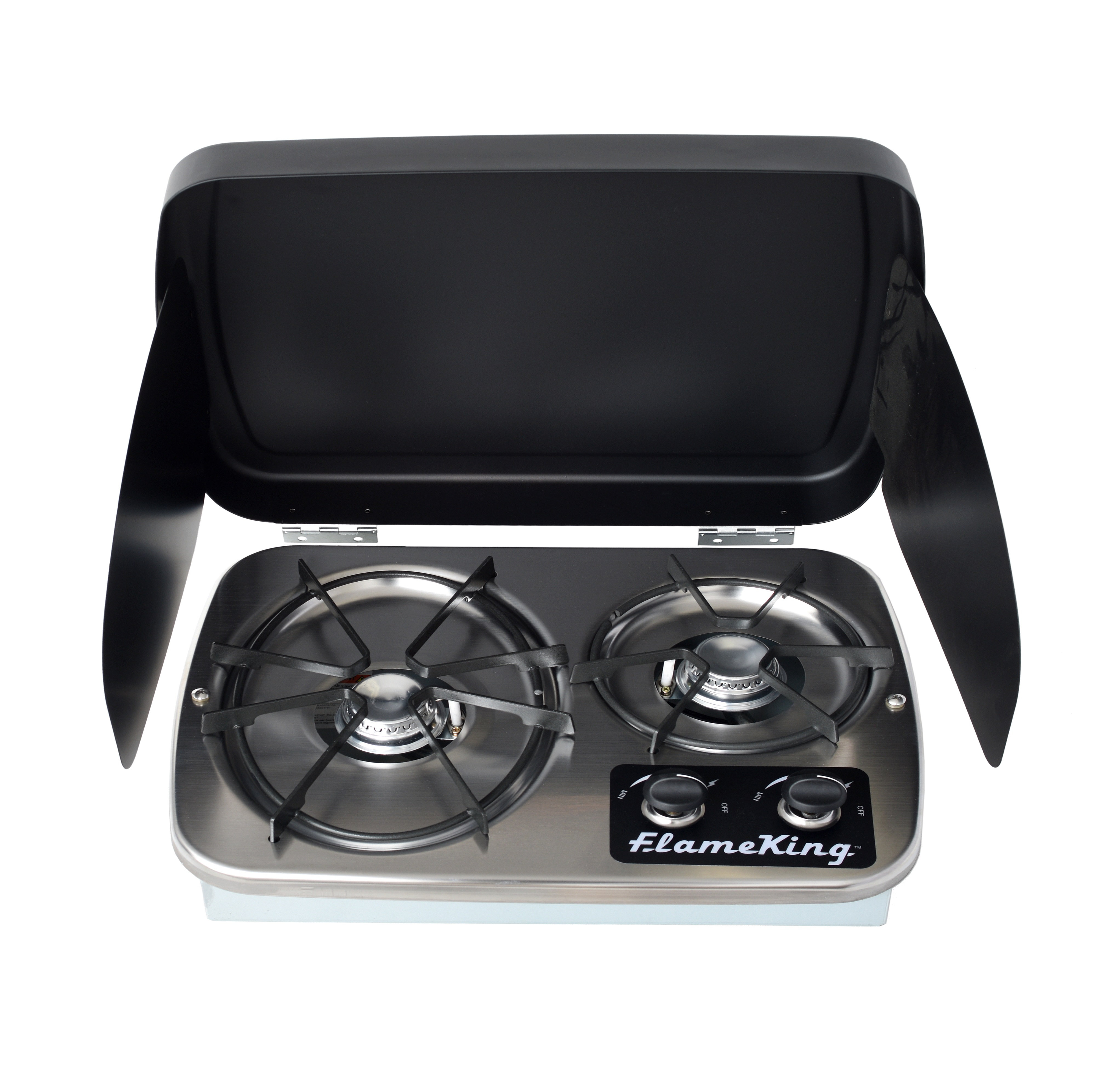 Flame King LP Propane Gas Drop-In 2-Burner RV Cooktop Stove Stainless ...
