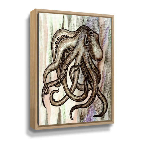 Highland Dunes Soft Beige Watercolor Octopus Beach Art Sea Creature On ...