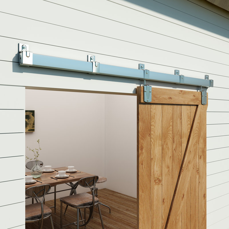 JUBEST Box Rail Exterior Barn Door Hardware Kit, Heavy Duty Sliding ...