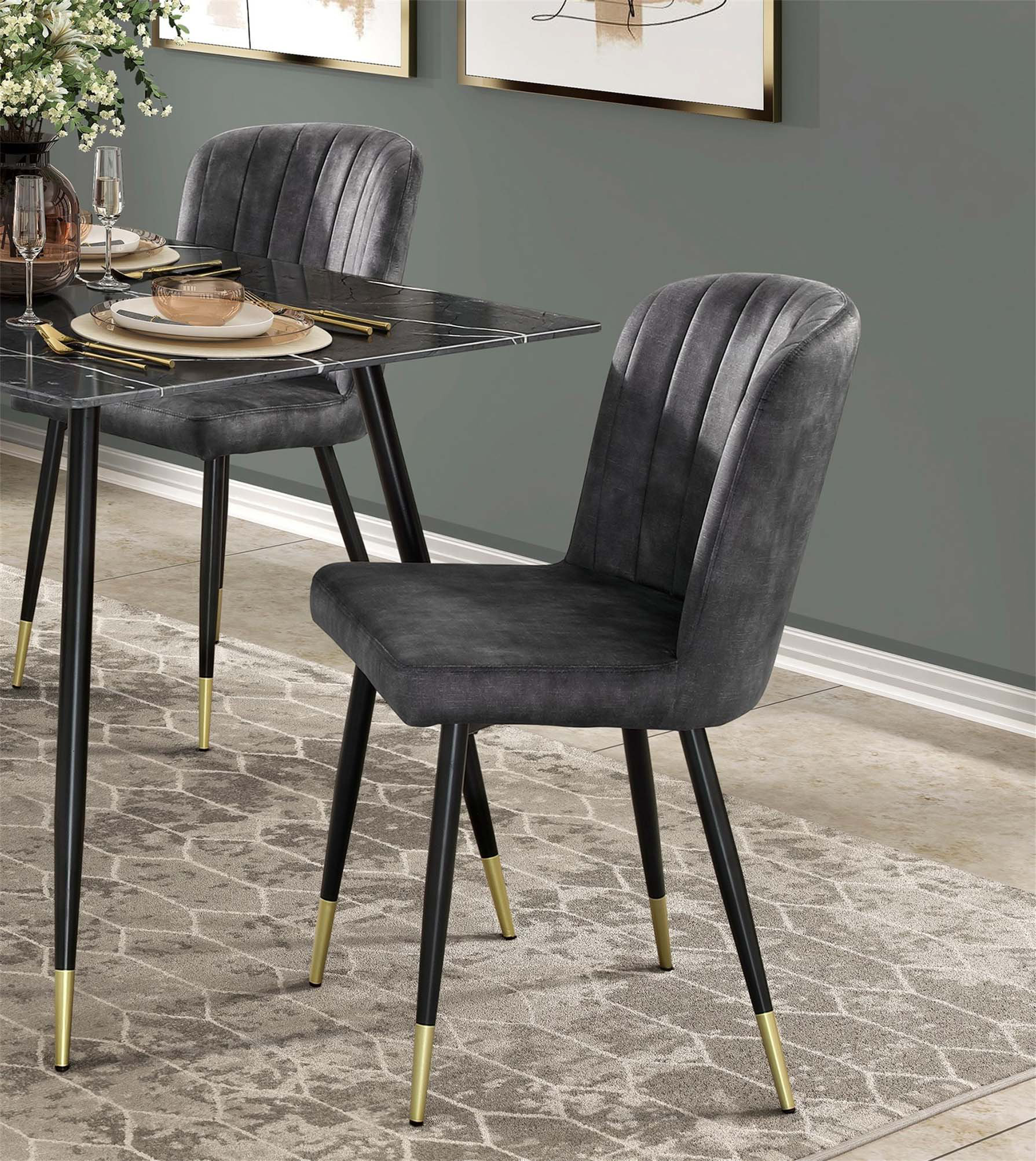Everly Quinn Modern Design Home Furniture Chairs Set Of 2, Velvet ...