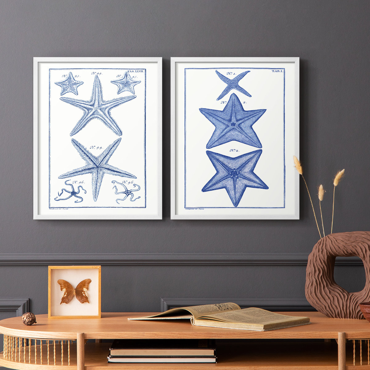Beachcrest Home™ Blue Sea Stars I-Premium Framed Print -Ready to Hang ...