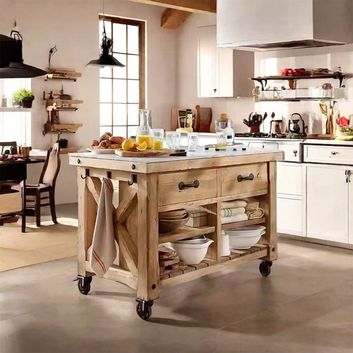 Hart Enjoy life Movable solid wood slab island platform | Wayfair