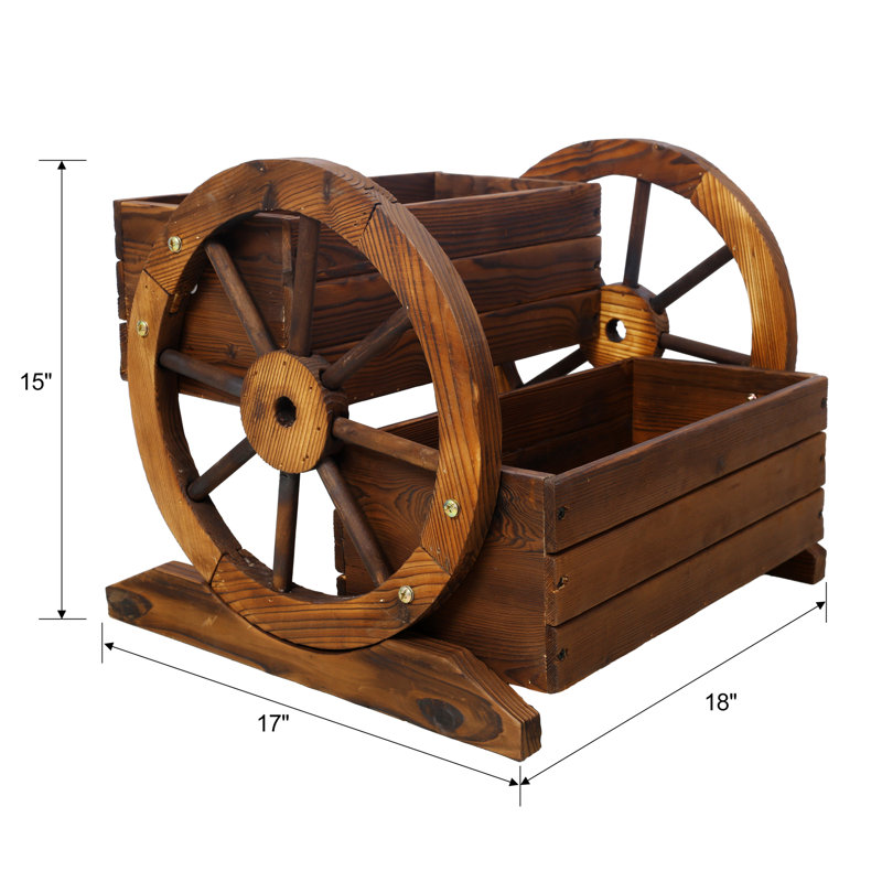 Millwood Pines Wooden Wagon Planter Box with Wheels | Wayfair