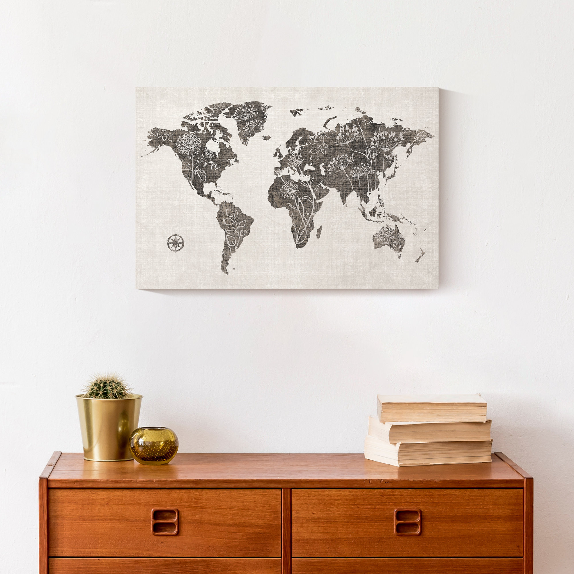Breakwater Bay Floral Map Canvas Print | Wayfair