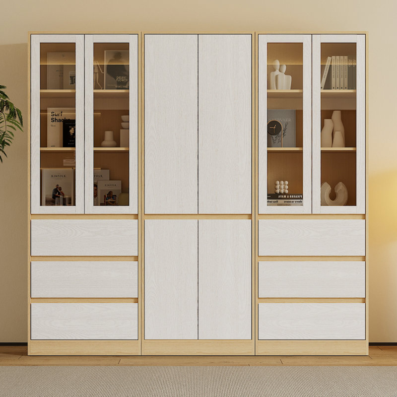 Latitude Run® 71" H x 71" W Glass Library Bookcase, 5-tier Book Cabinet ...