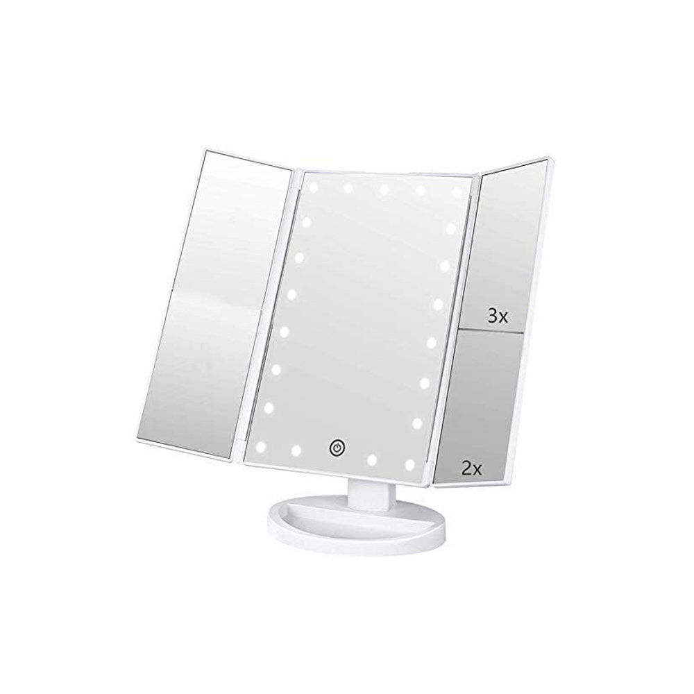 Symple Stuff Tri-Fold Lighted Vanity Makeup Mirror With 3X/2X ...
