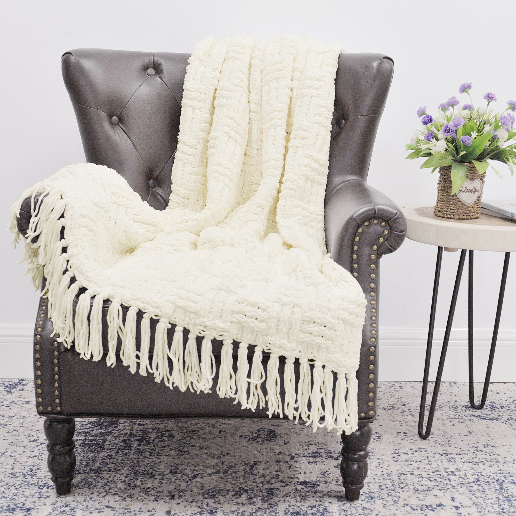 Home Soft Things Cable Tweed Knit Throw Blanket & Reviews | Wayfair