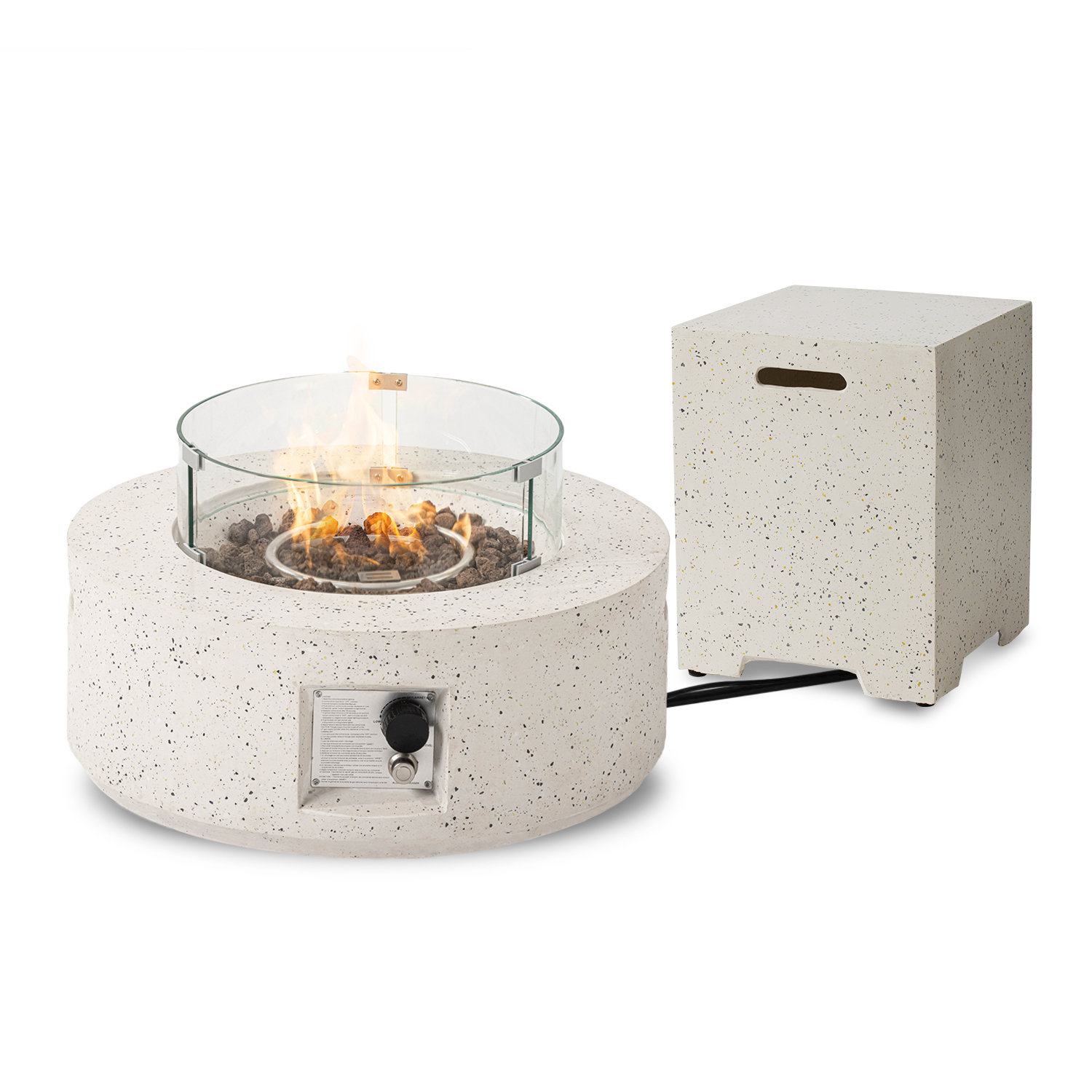 Wrought Studio Table de foyer d'extérieur au propane ronde de 28 po Wr ...