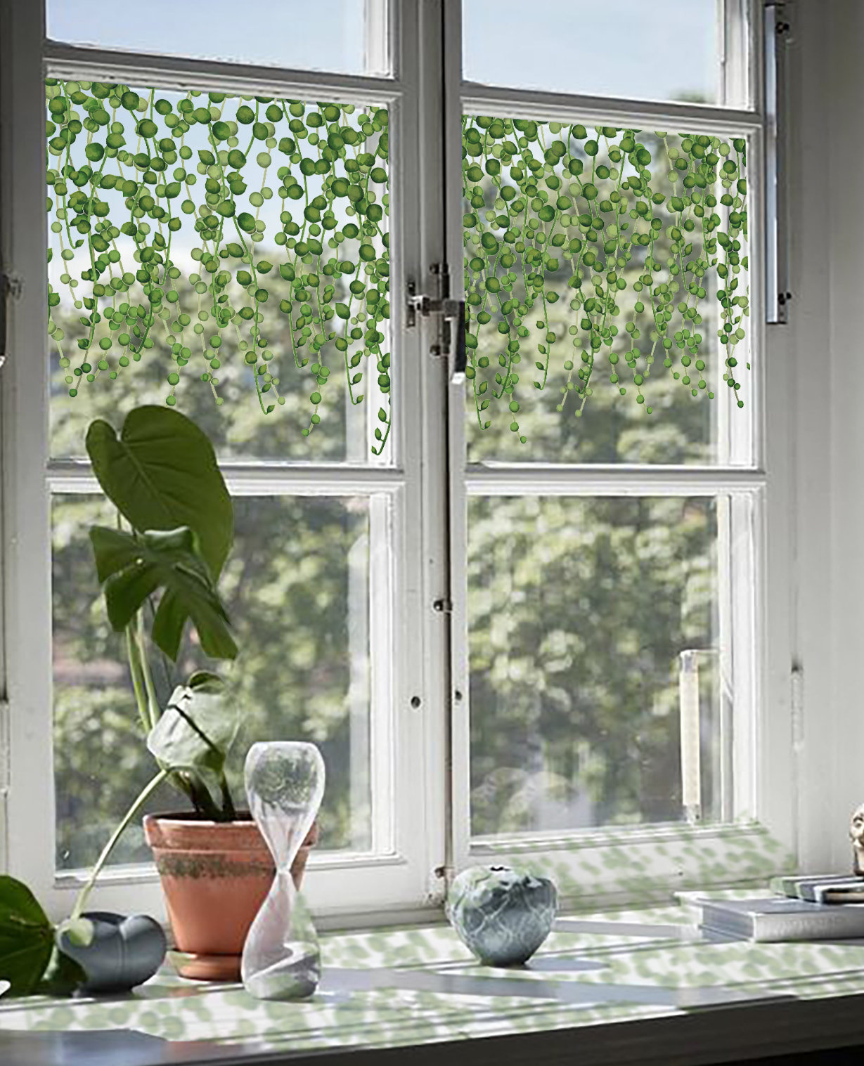 Winston Porter Plants & Flowers String of Pearls Static Cling Window ...