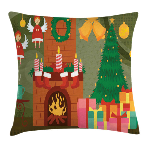 Die Saisontruhe Kissenbezug, Cartoon Christmas Night, Kamin, Mehrfarbig ...