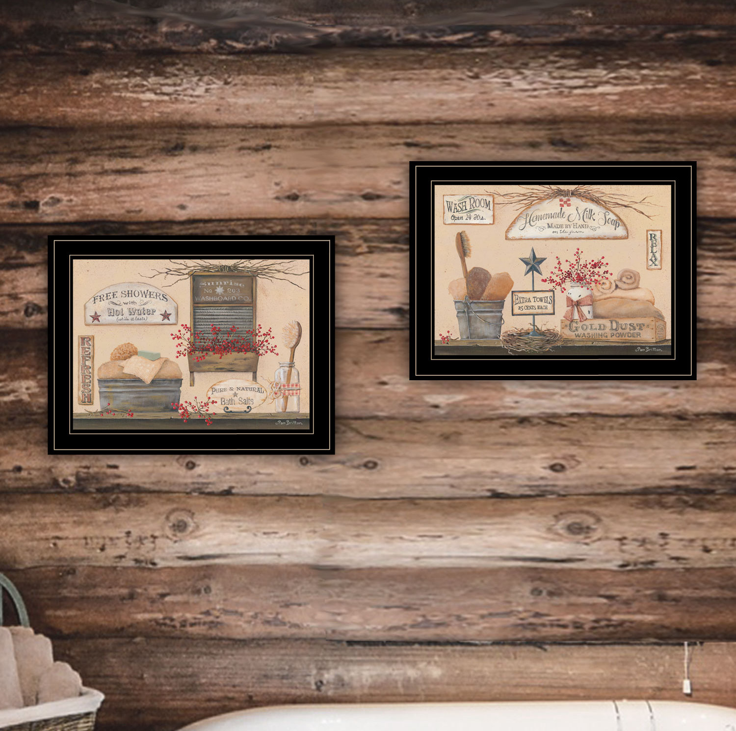 August Grove® Wash Room 2-Piece Vignette Framed Wall Art for Living ...