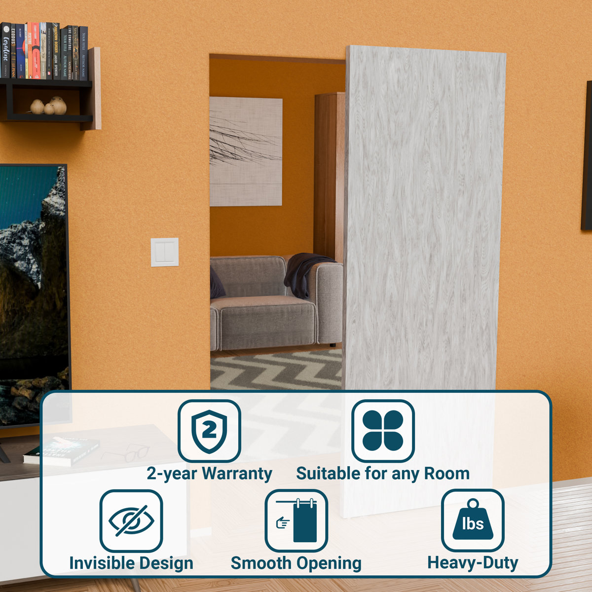 Villar Home Designs Concealed Invisible Magic Sliding Door Hardware Set ...