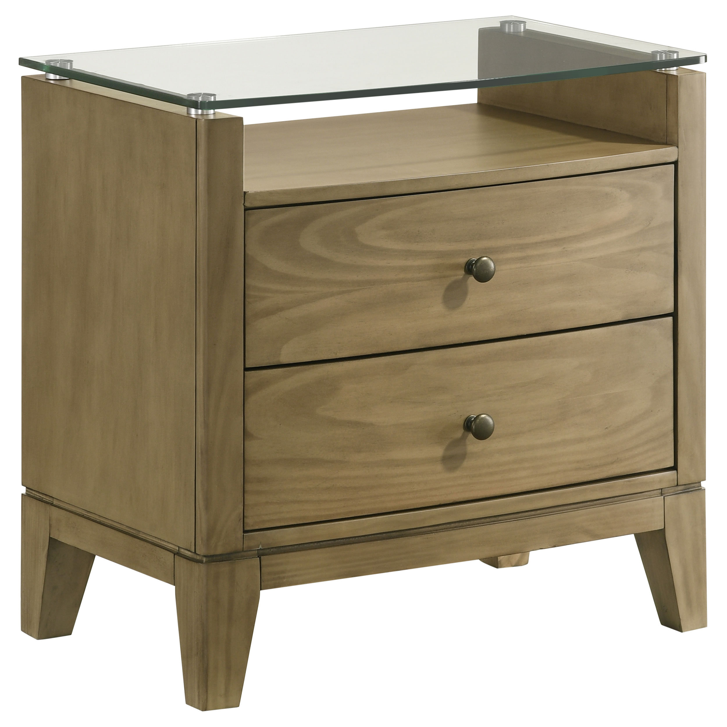 Lark Manor™ Granada 2-drawer Glass Top Nightstand Natural Pine | Wayfair