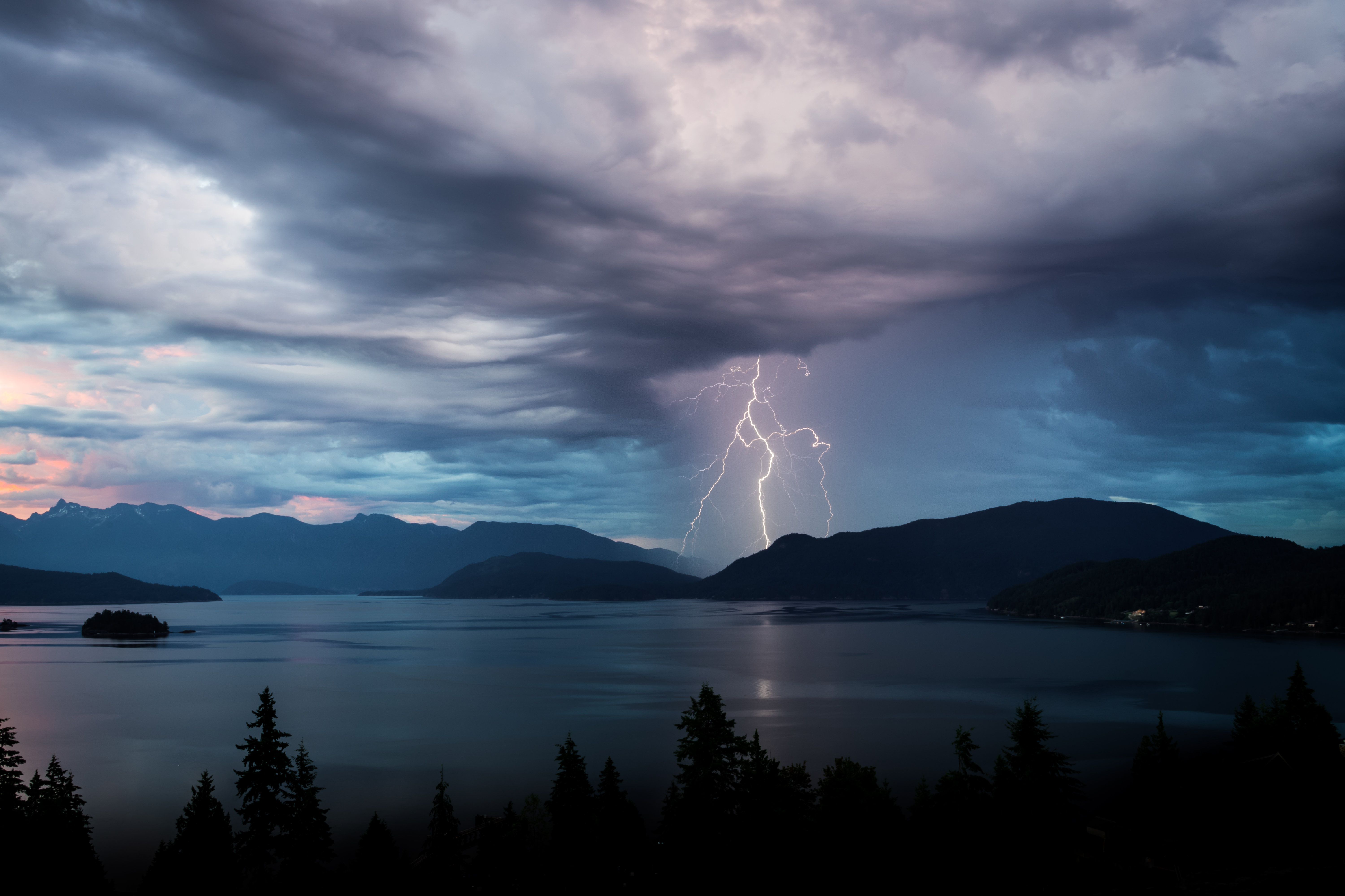 Highland Dunes Lightning over Water by Avinncreations - Wrapped Canvas ...