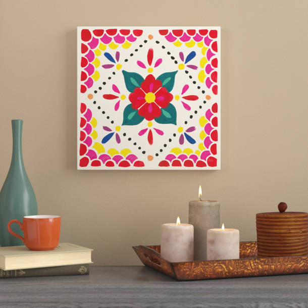 World Menagerie 'Floral Fiesta White Tile VII' Graphic Art Print on ...