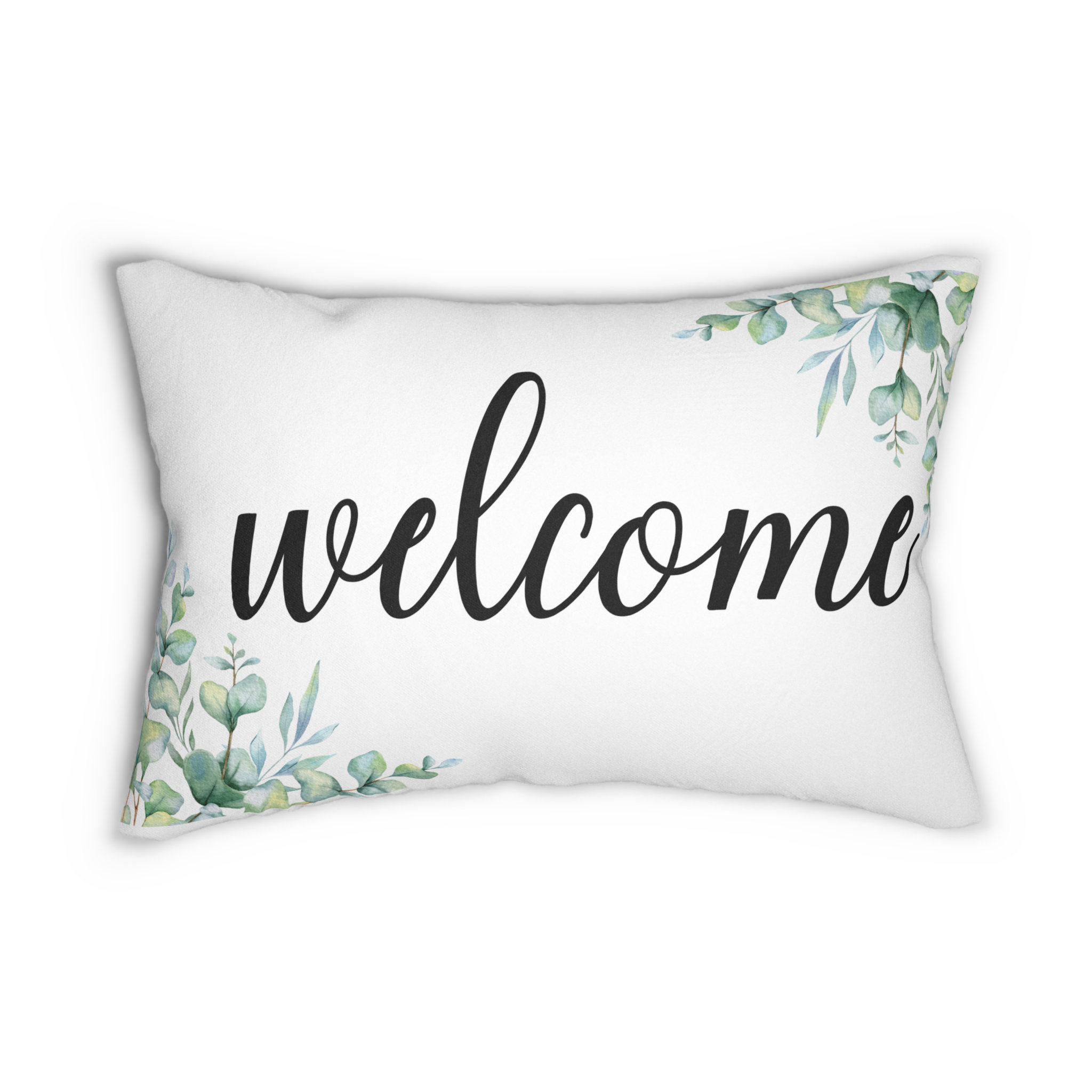 Oveesha Welcome Calligraphy Decorative Lumbar Pillow / Typography Text ...
