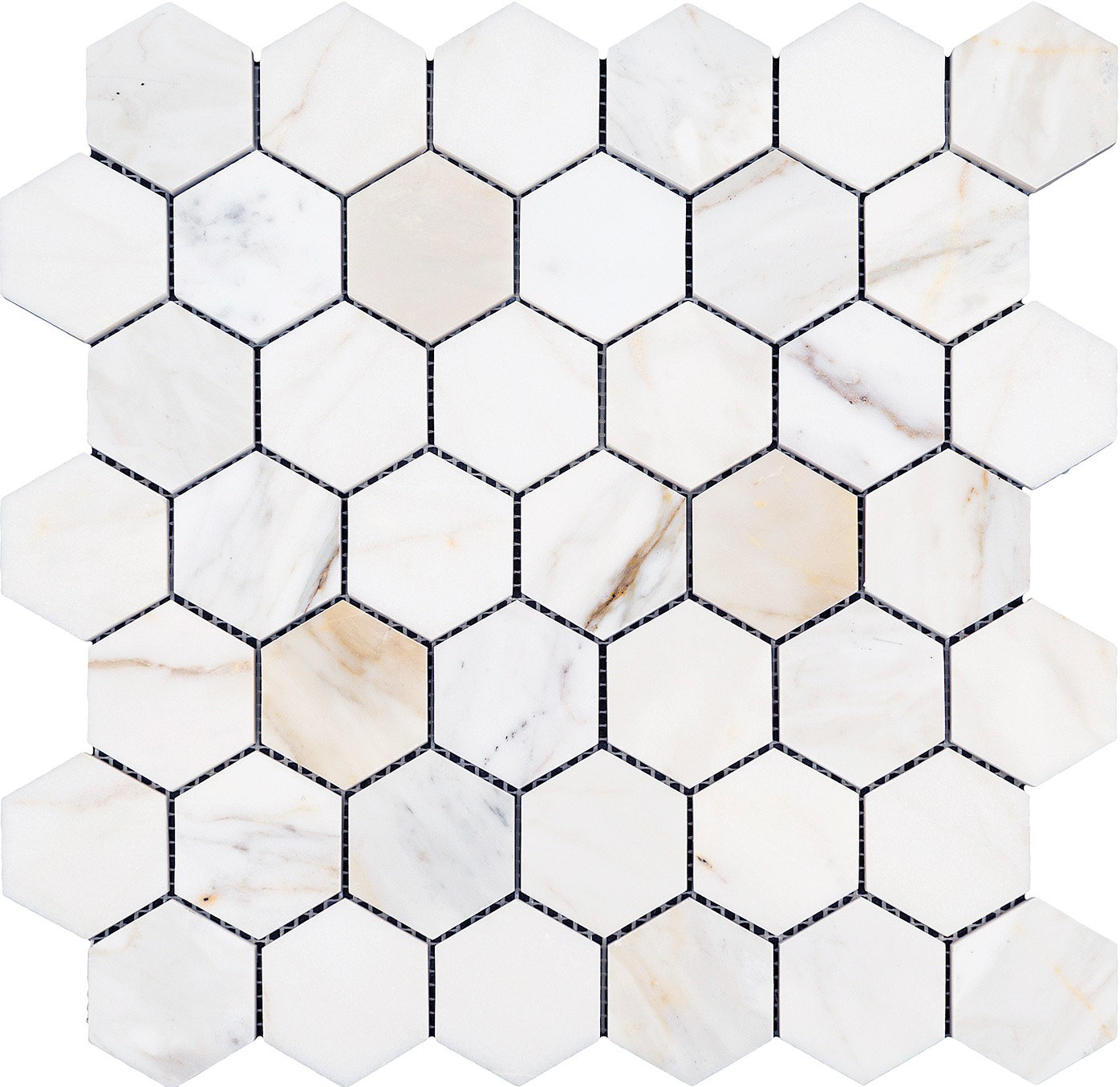 Belluno Designs Calacatta Gold 2" x 2" Marble Honeycomb Mosaic Wall ...