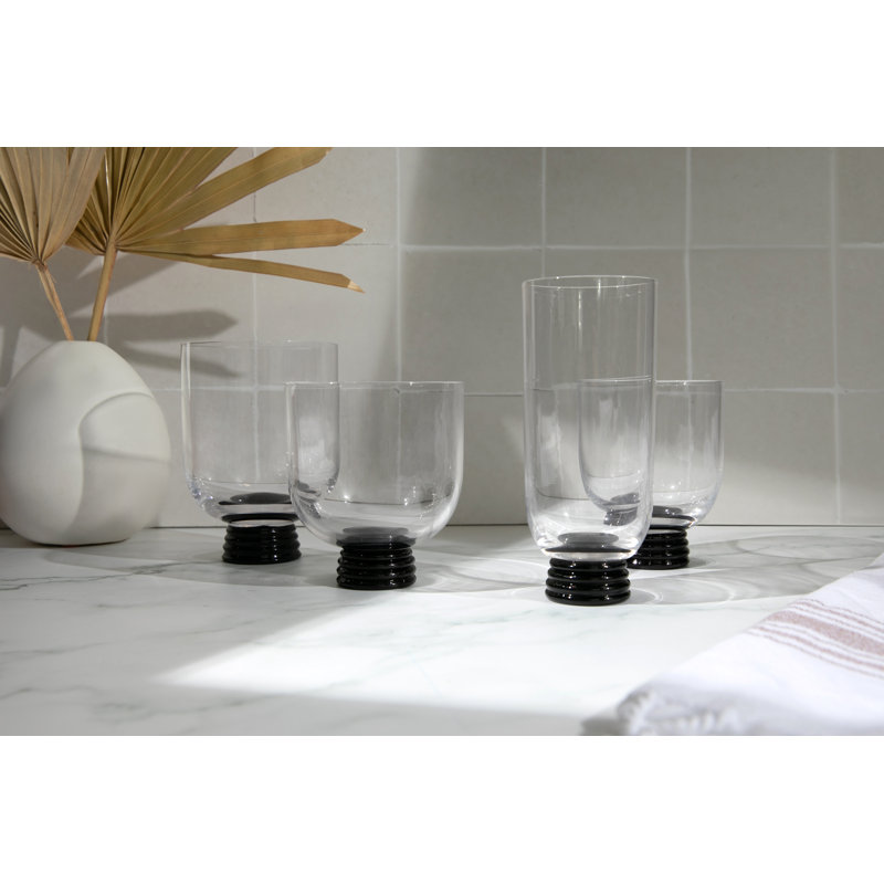 Fortessa Trevi Glass, 13 Ounce Red Wine/DOF (Set of 4), Black/Clear ...
