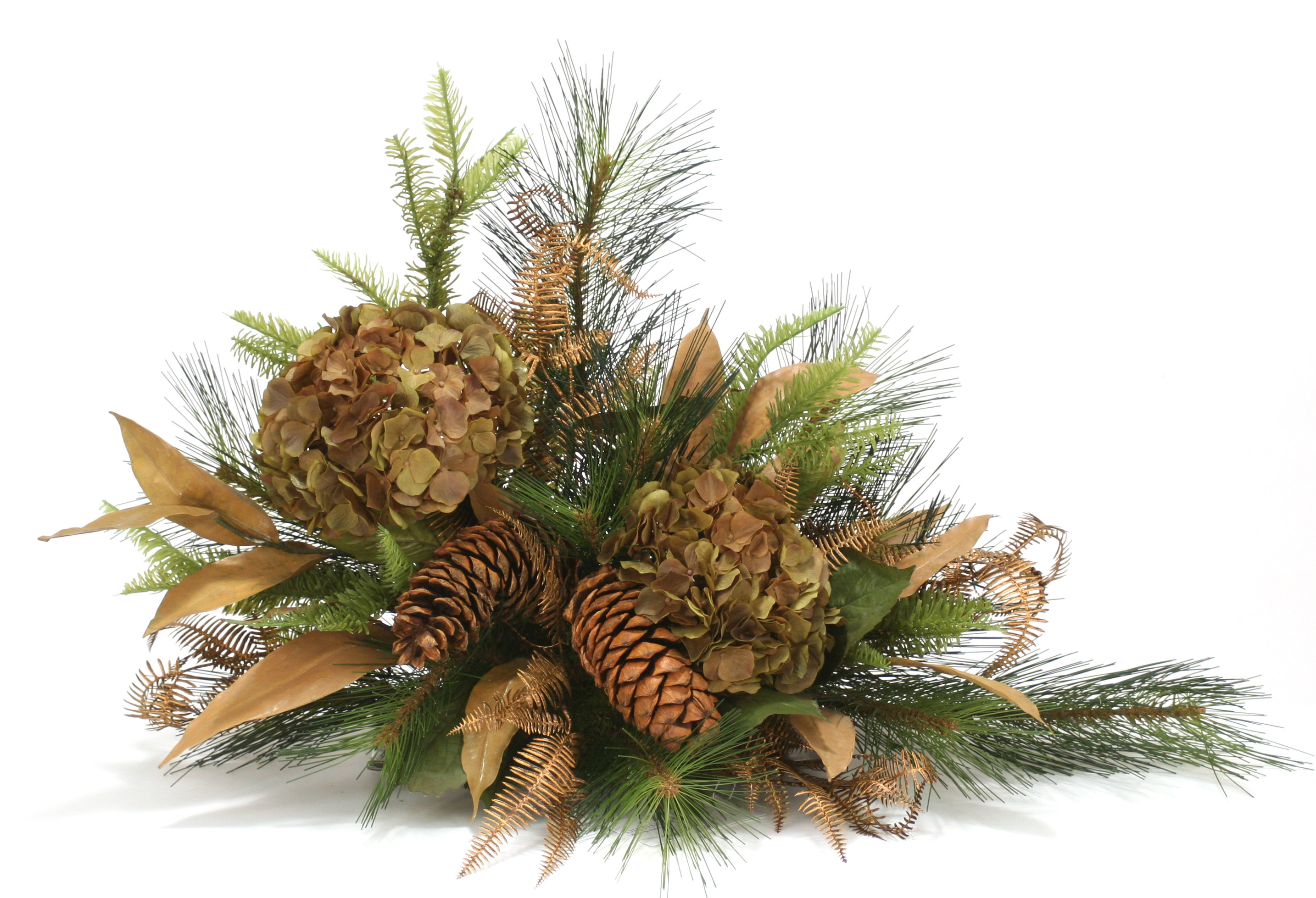 Distinctive Designs Hydrangeas and Pine in Pearl Swag | Wayfair