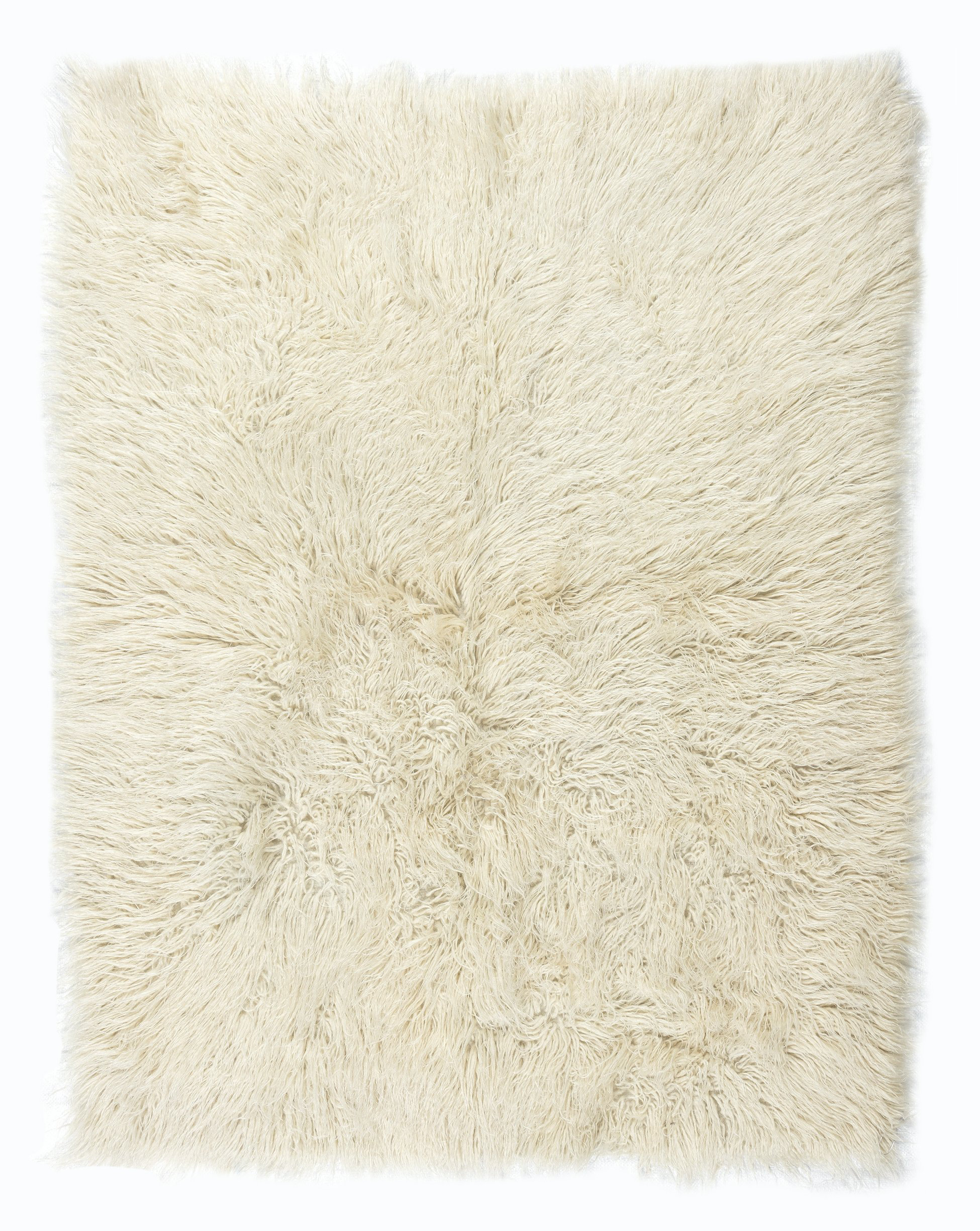 Everly Quinn Handmade Shaggy Rug Made of Natural Wool. Vintage Turkish ...