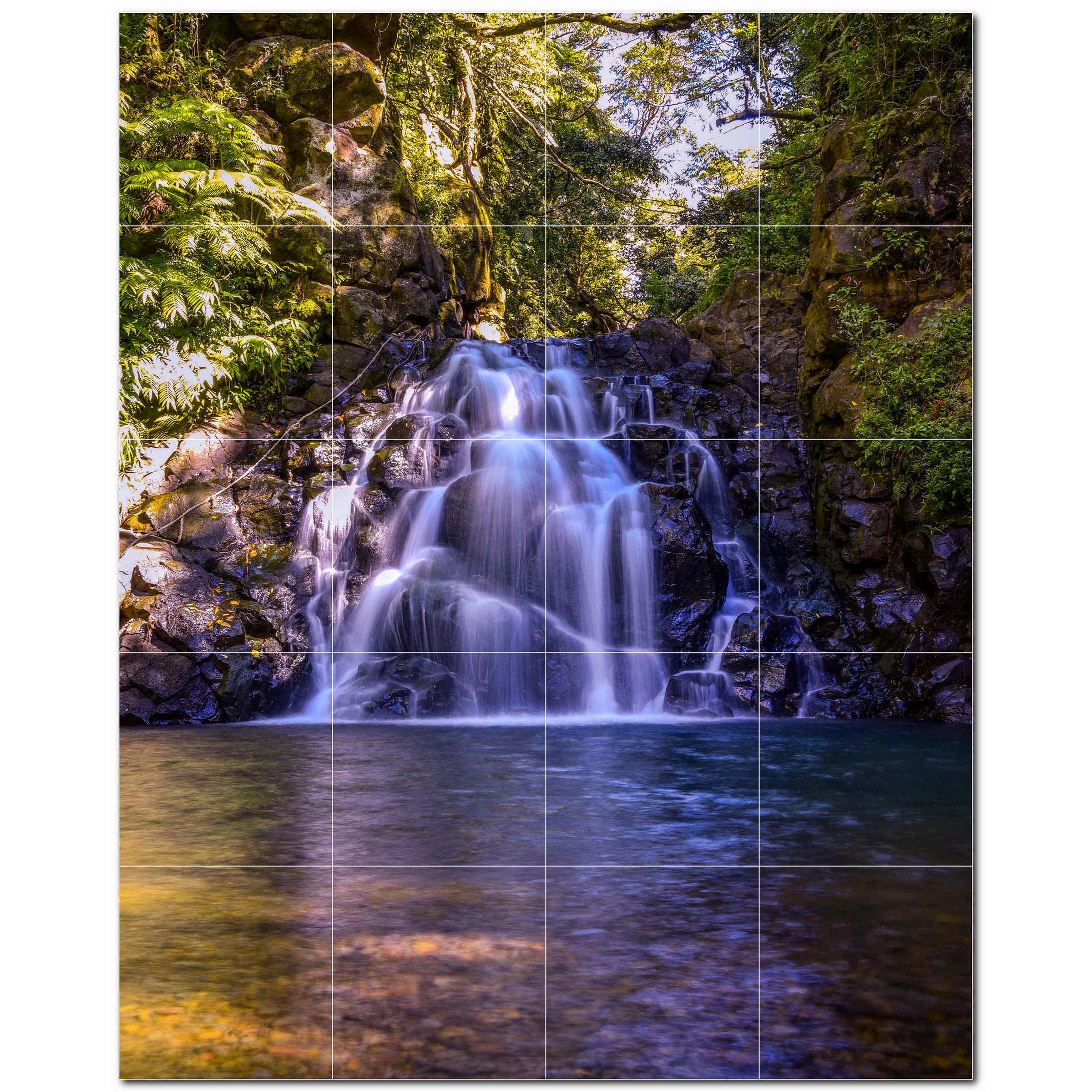 Picture-Tiles.com 24" x 30" Ceramic Waterfalls Photo Decorative Mural ...