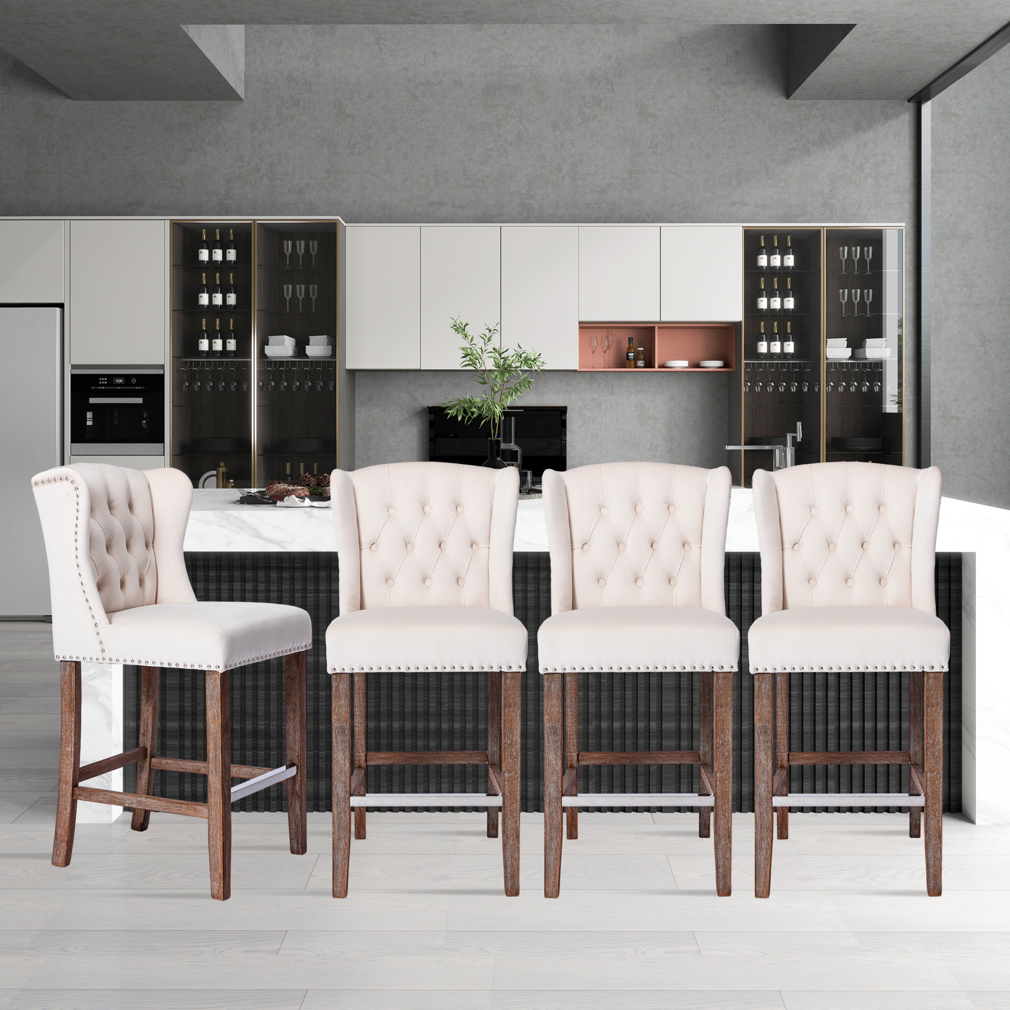 Wildon Home® Archee Wingback Upholstered Counter Height Bar Stools ...