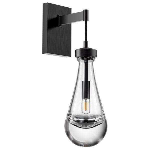 Everly Quinn Kymani Raindrop Solid Thick Glass Armed Rod Wall Sconce ...