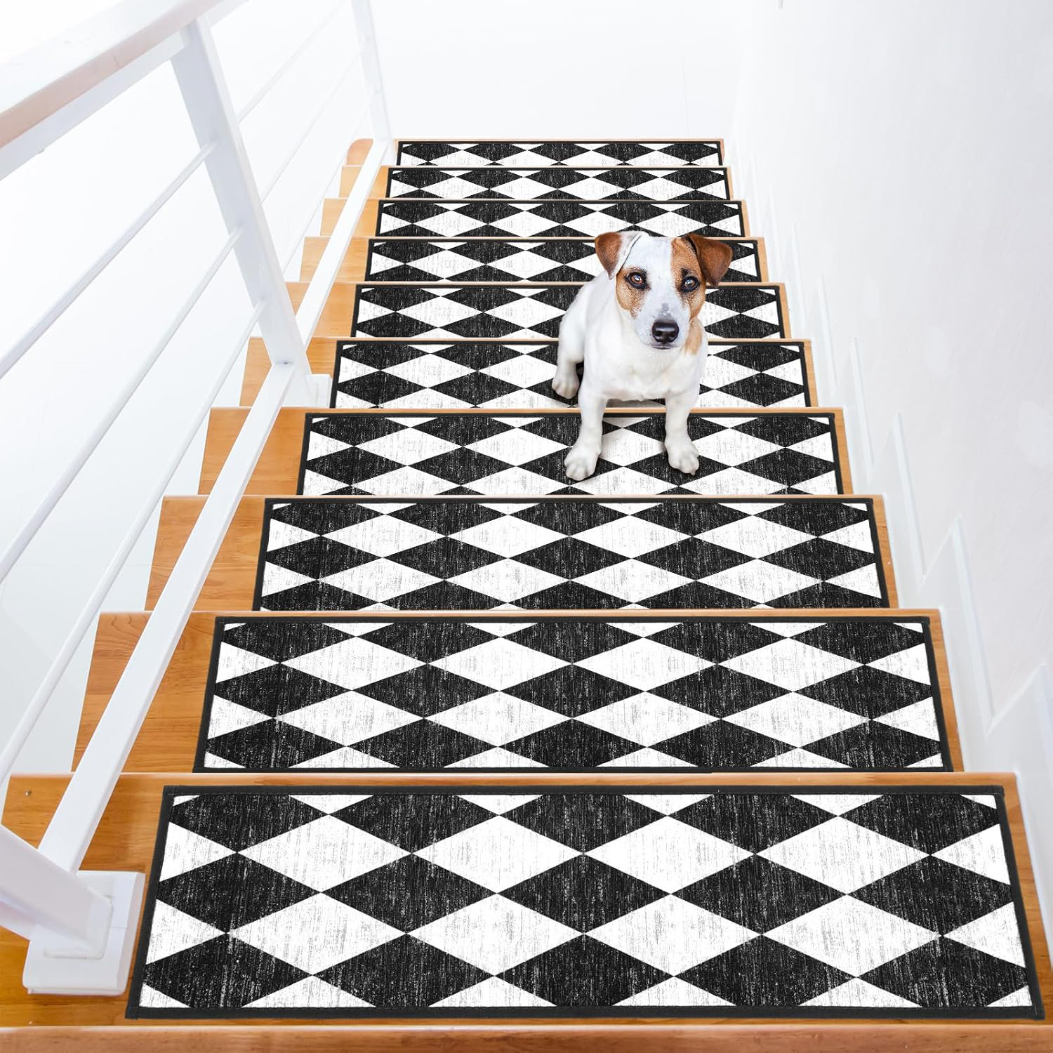 Latitude Run® 7 Pack Checkered Stair Treads Non-Slip 8" X 30" Moroccan ...