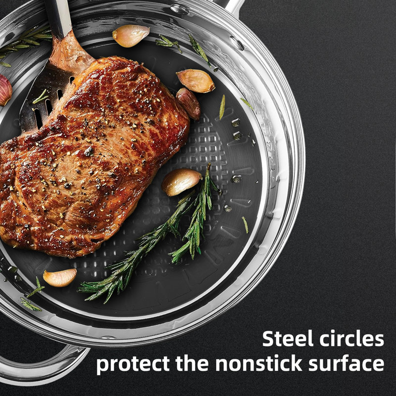 caannasweis 12 - Piece Non-Stick Stainless Steel Cookware Set & Reviews ...