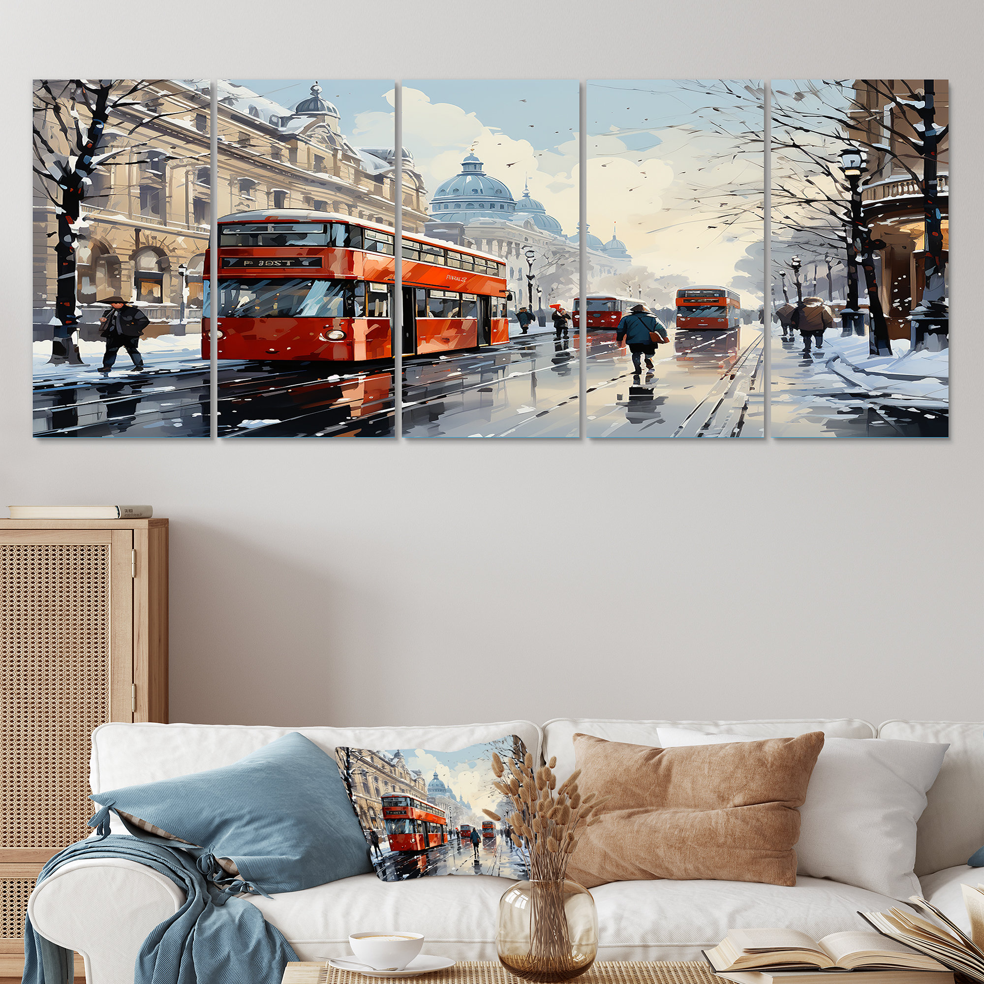 Winston Porter London Urban Red Bus In - Bus 5 Piece Wall Art Decor ...