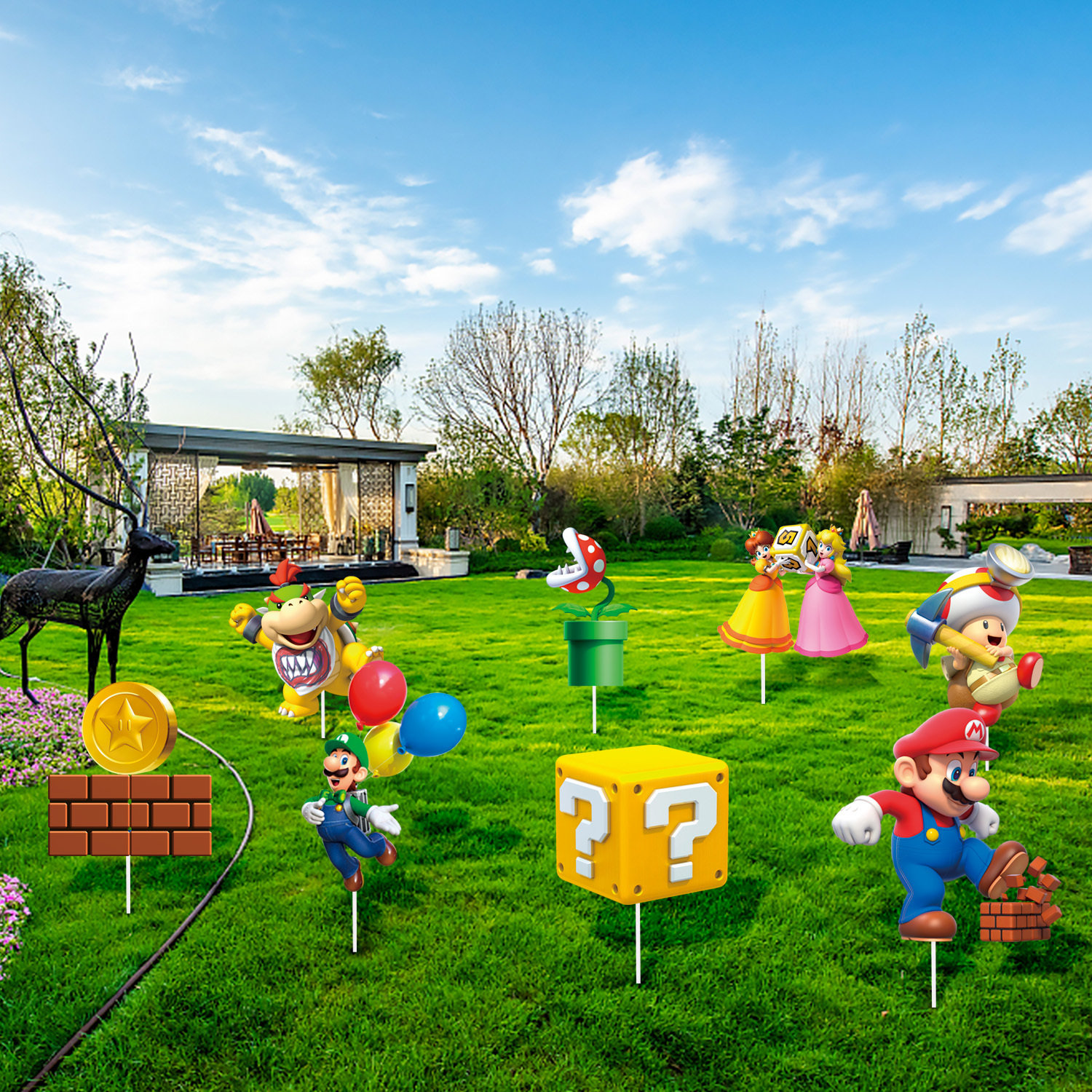 Dakota Fields Mario Themed Yard Signs, 8pcs Mario Yard Signs With ...