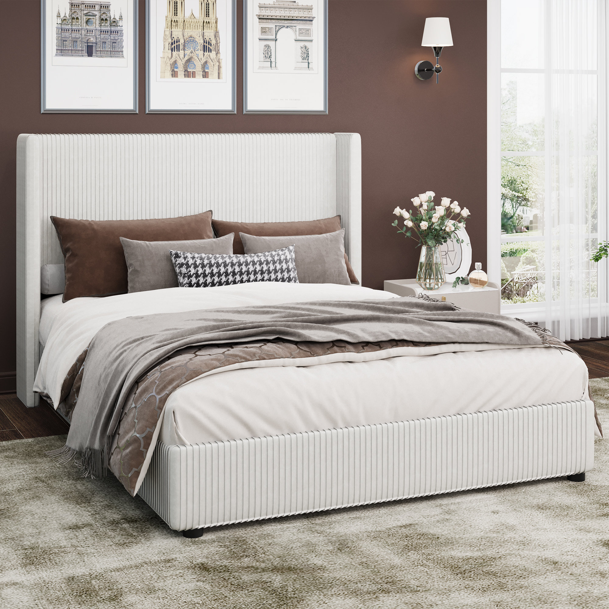 Latitude Run® Liniyah Upholstered Wingback Bed | Wayfair