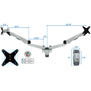 Mount-It Dual Monitor Wall Mount with Articulating Gas Spring Arms | 19 ...
