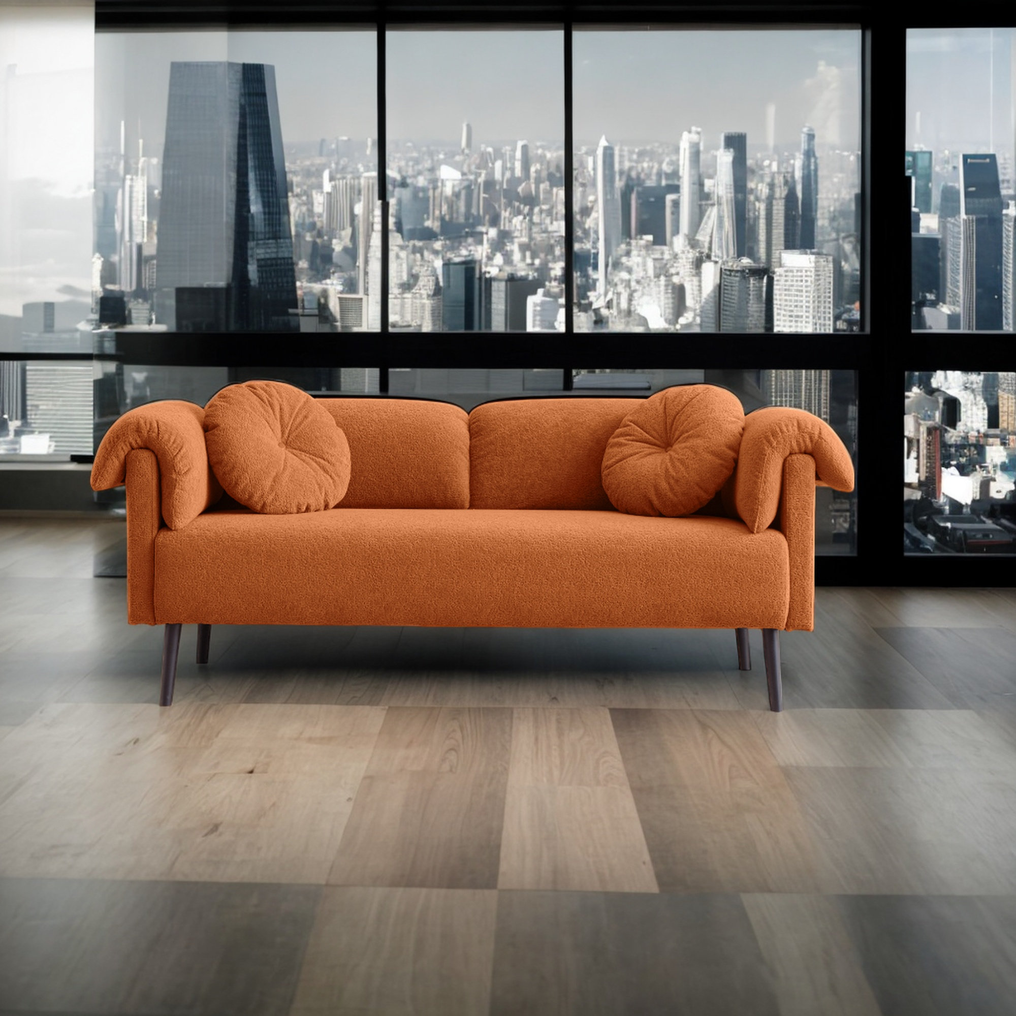 Ivy Bronx Lukne 68.48'' Wool Rolled Arms Loveseat Sofa | Wayfair