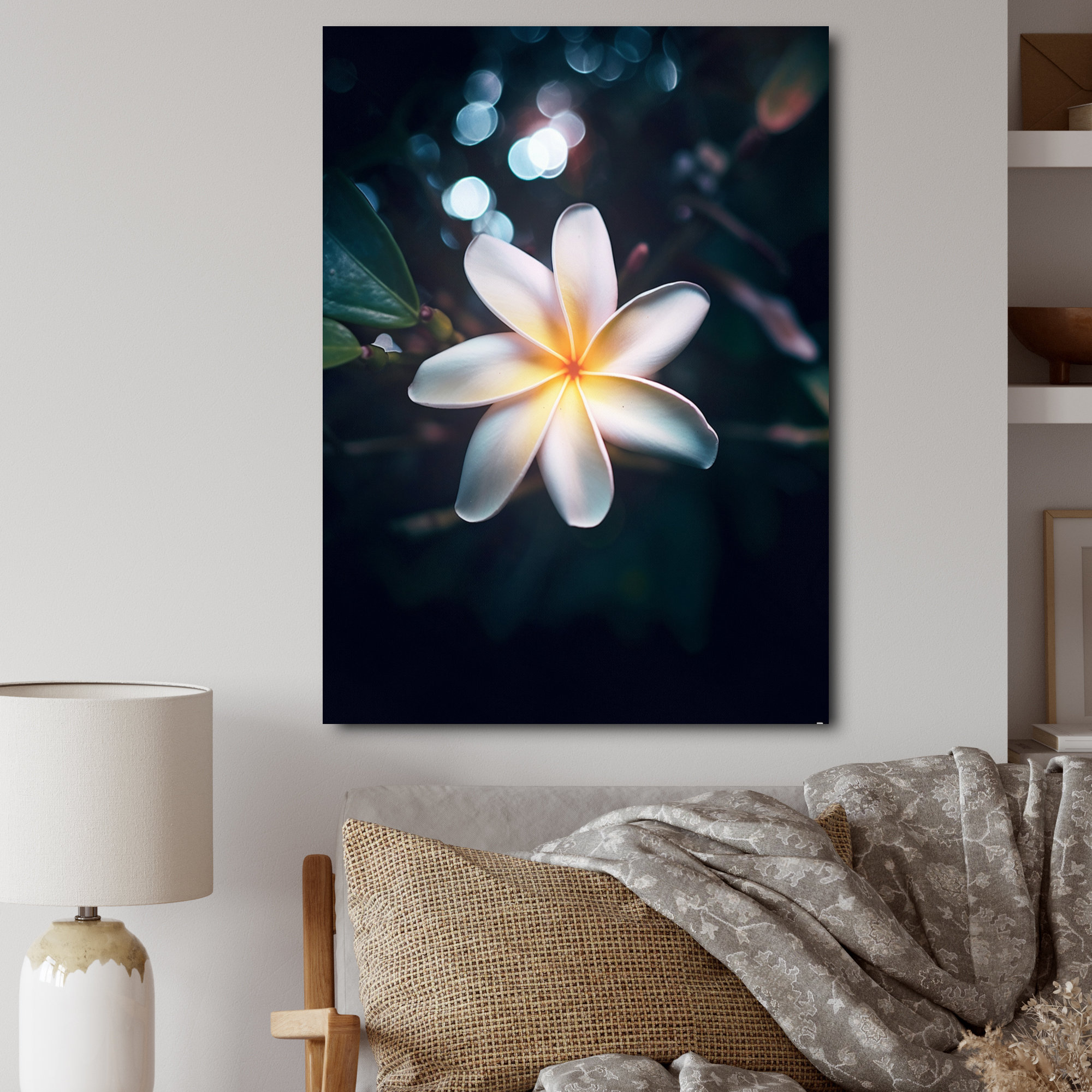 Latitude Run® White Yellow Exotic Plumeria Bloom - Print on Canvas ...